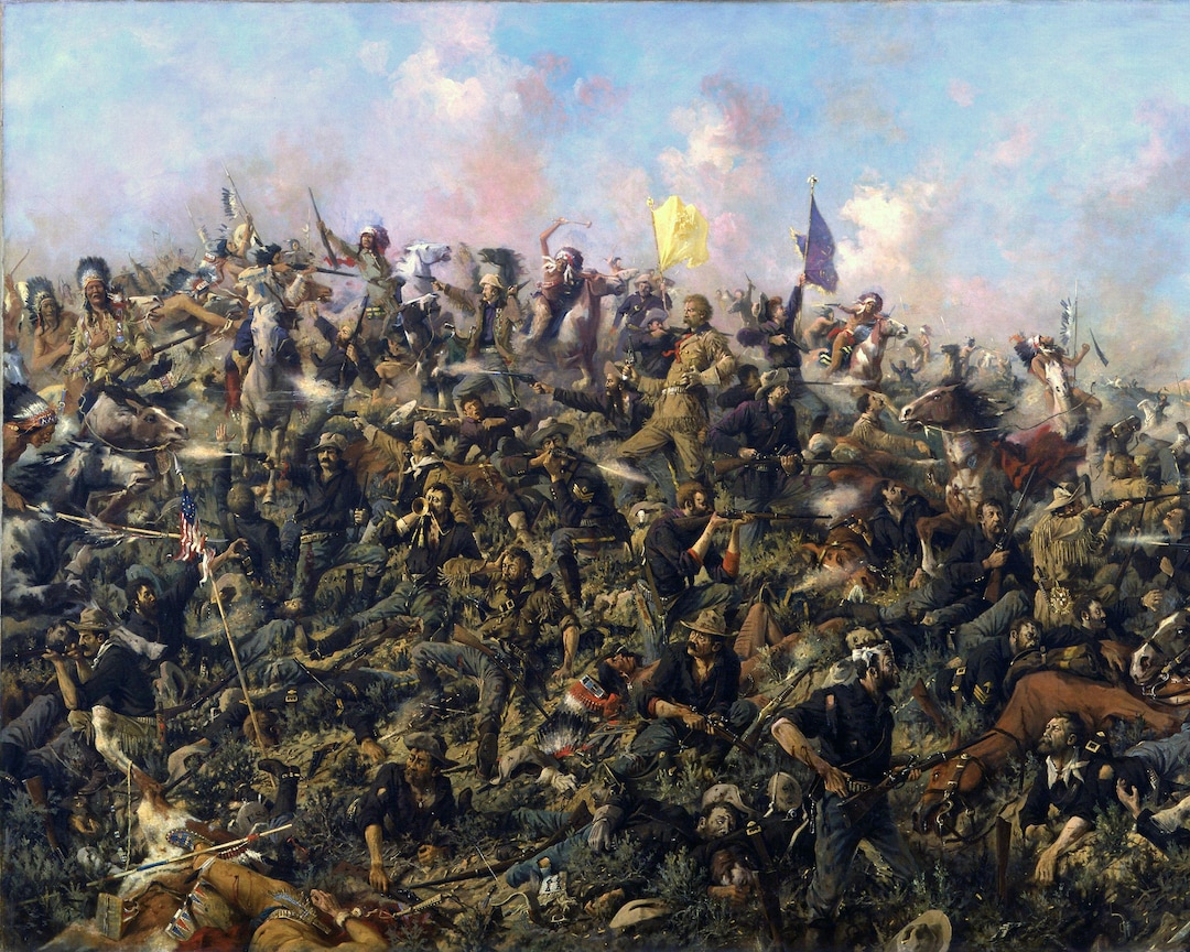 Custers Last Stand Battle Little Big Horn Oil Painting History Art ...