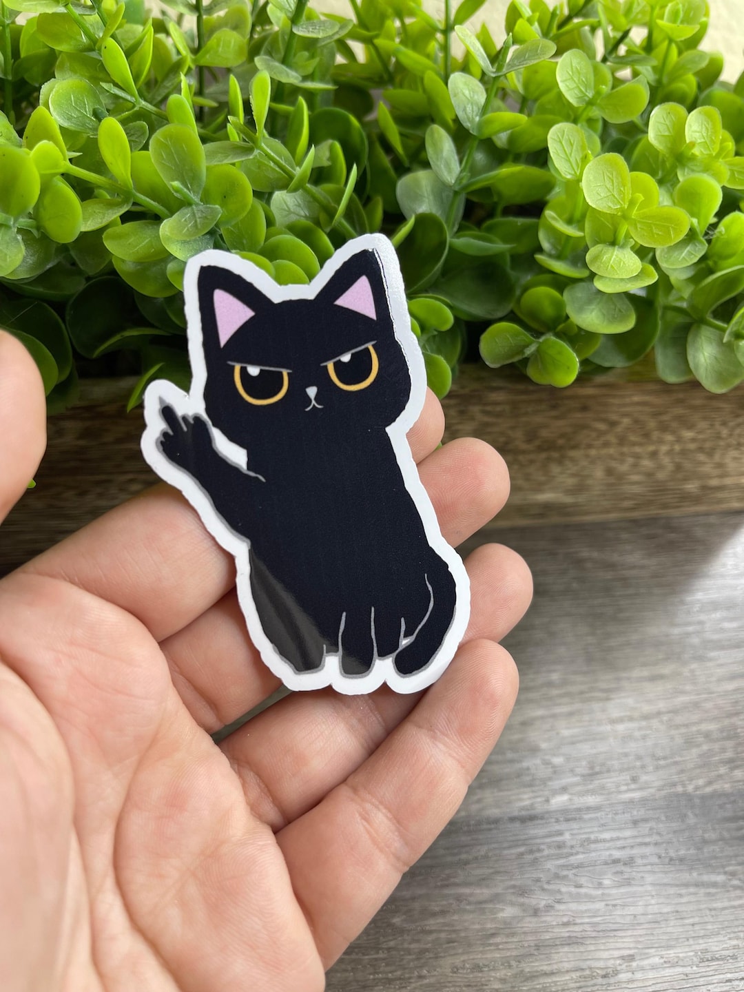 Middle Finger Black Cat Vinyl Sticker - Etsy