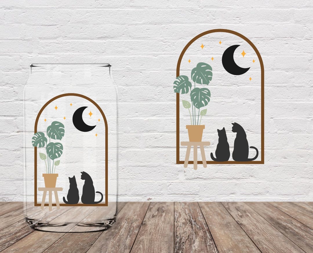 Cats Under the Moon 4" UV DTF Transfer Double Sided - Etsy