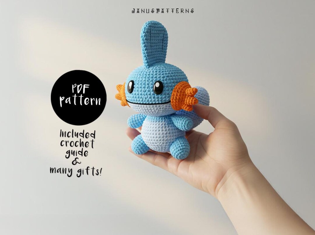 Crochet Pattern Pokemon Mudkip Amigurumi Doll, Crochet Doll Pattern ...