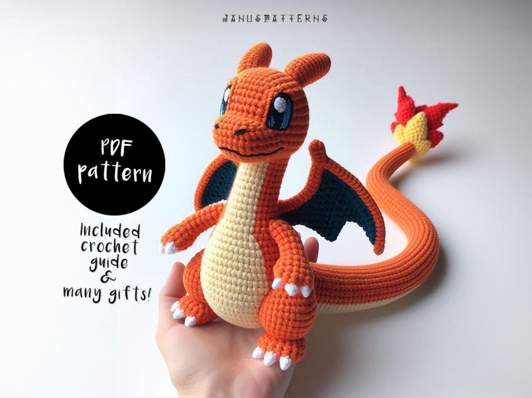 Crochet Pattern Charizard Amigurumi Doll, Crochet Doll Pattern, Crochet ...