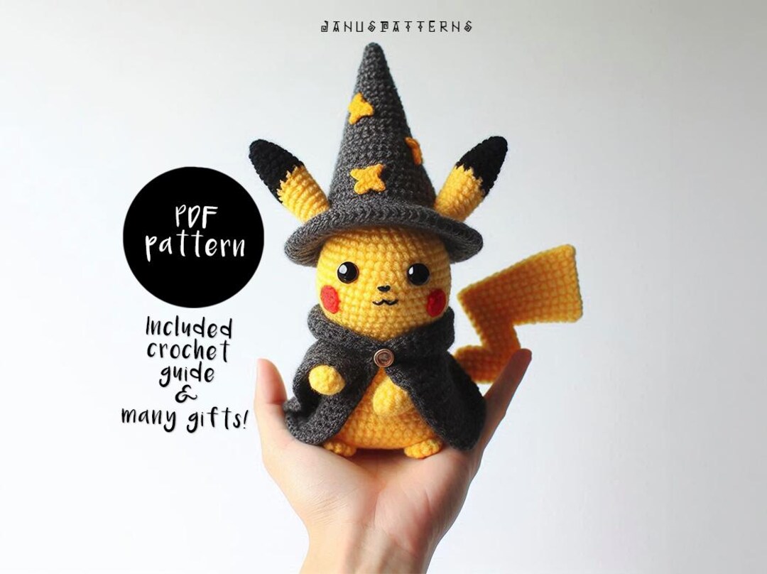 Crochet Pattern Wizard Pikachu Amigurumi Doll, Crochet Doll Pattern ...