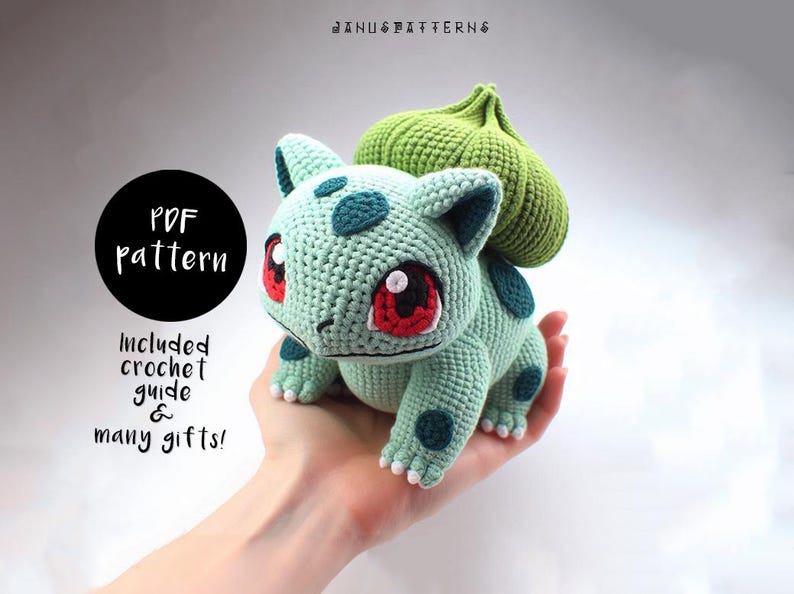 Crochet Pattern Bulbasaur Amigurumi Doll, Crochet Doll Pattern, Crochet ...