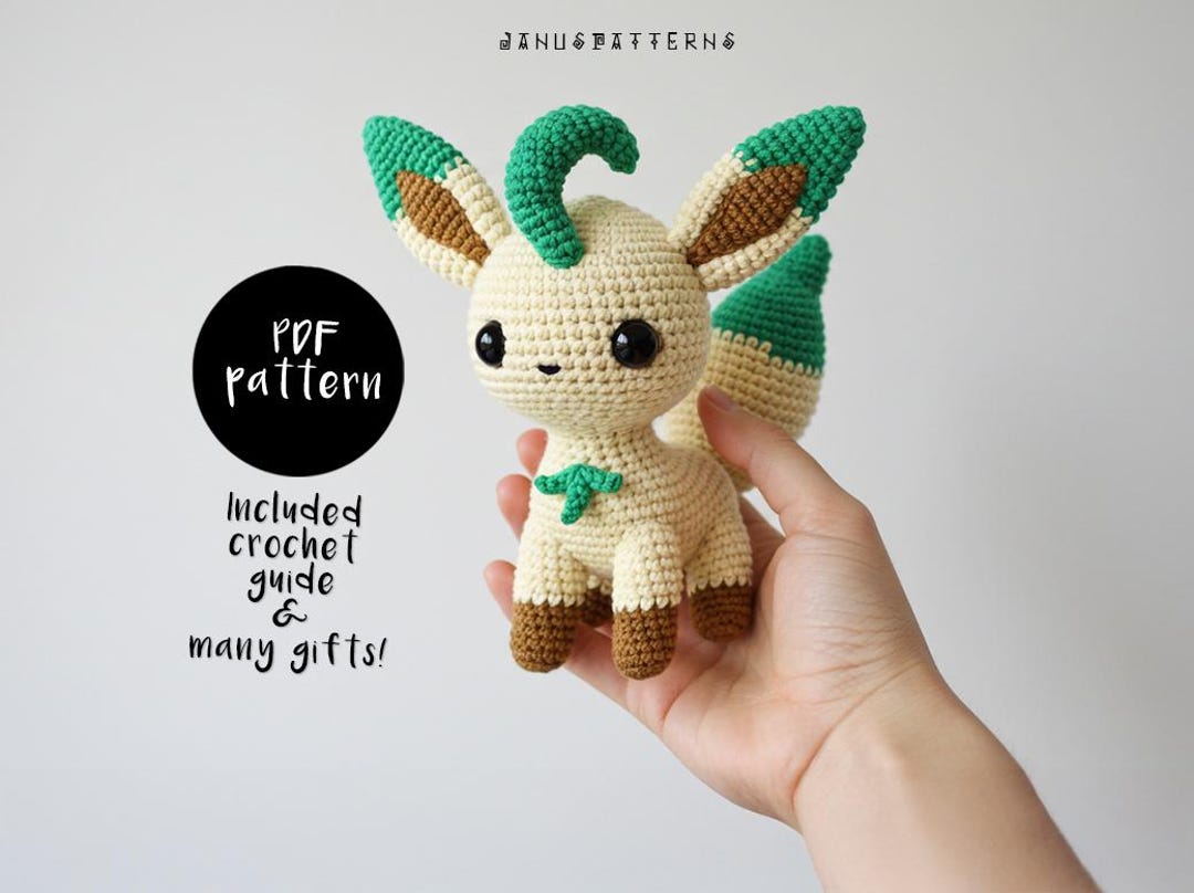 Crochet Pattern Eevee Leafeon Amigurumi Doll, Crochet Doll Pattern ...