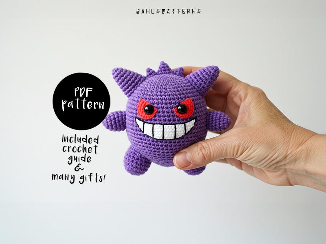 Crochet Pattern Pokemon Gengar Amigurumi Doll, Crochet Doll Pattern ...