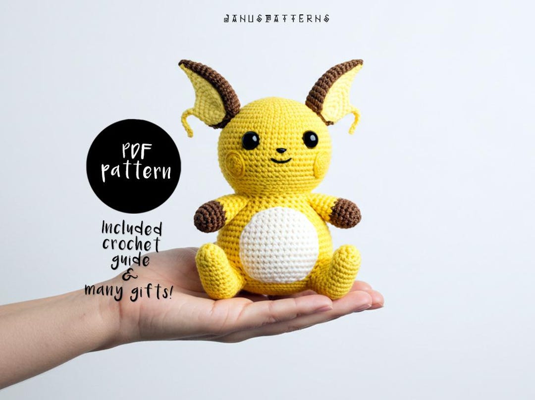 Crochet Pattern Pikachu Raichu Amigurumi Doll, Crochet Doll Pattern ...
