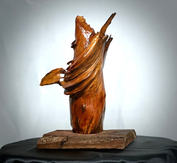 Praying Monk Abstract Wood Sculpture | Etsy