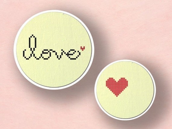 Love Cross Stitch Pattern. Heart Cross Stitch Pattern Modern | Etsy