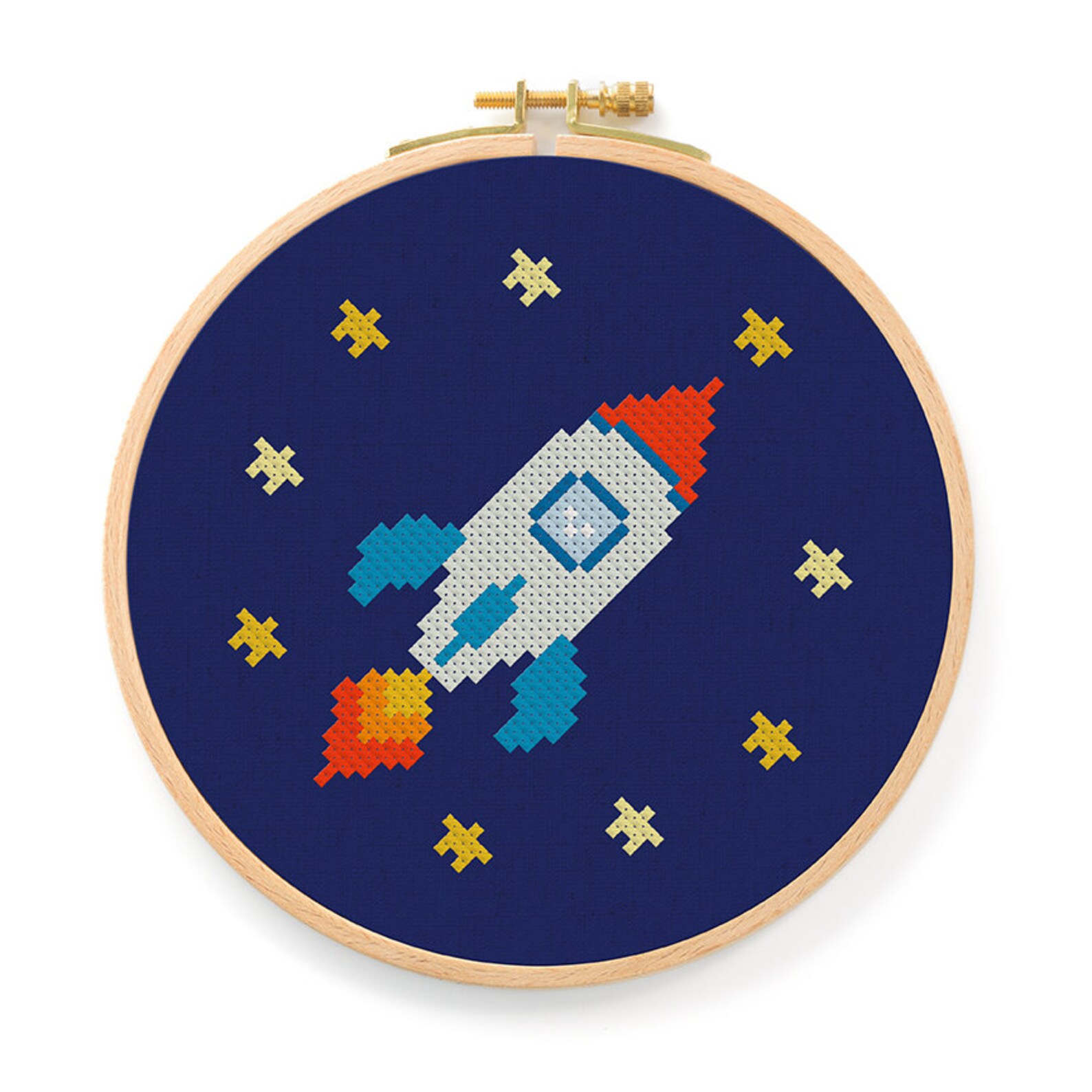 Rocket Cross Stitch Pattern: Beginner Friendly Space Embroidery (PDF ...