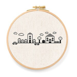 My Cute Neighborhood Cross Stitch Pattern, Whimsical Houses Embroidery ...