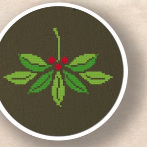 Pretty Mistletoe Cross Stitch Pattern. Christmas Holiday Cross Stitch ...