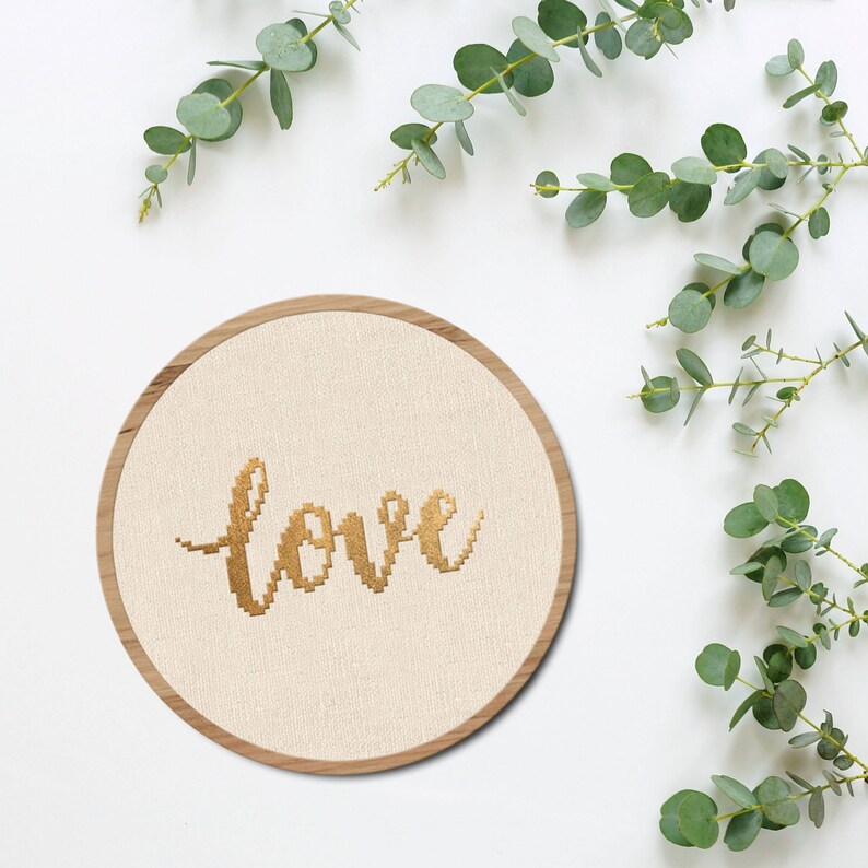 Love Cursive Cross Stitch Pattern Love Modern Simple Cute | Etsy