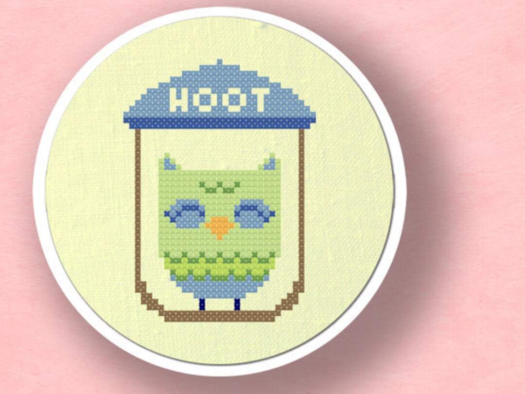Cute Owl Cross Stitch Pattern, Modern Simple Cute Hoot Owl Counted ...