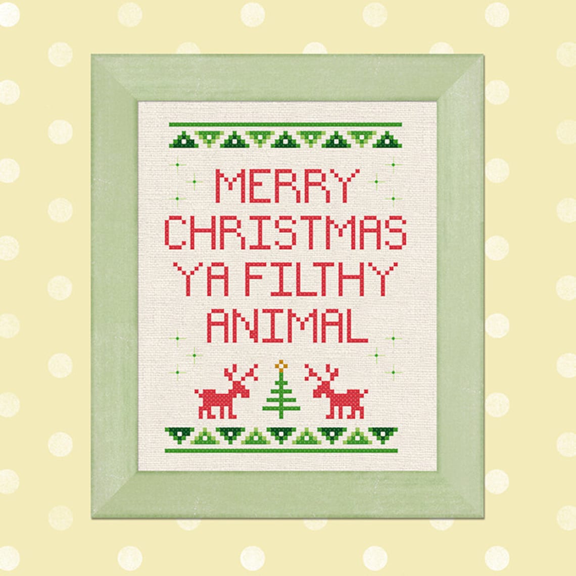 Merry Christmas Ya Filthy Animal Cross Stitch Pattern Quote - Etsy