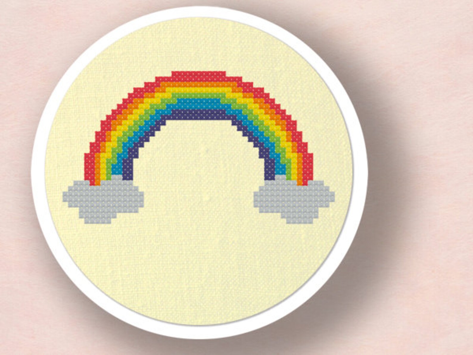 Rainbow Cross Stitch Pattern. Modern Simple Colorful Cute Counted Cross ...