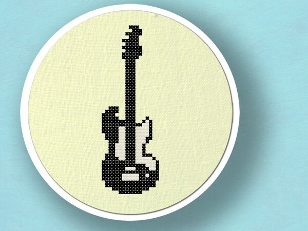 Electric Guitar Cross Stitch Pattern. Musical Instrument Cross | Etsy