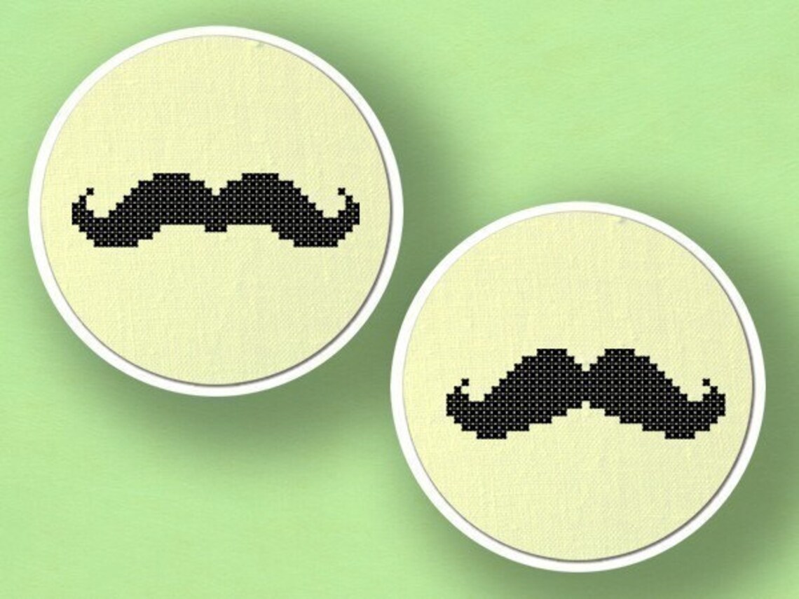 My Stache and Your Stache Cross Stitch Pattern. Set of Two | Etsy