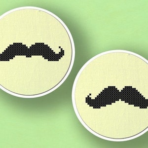 My Stache and Your Stache Cross Stitch Pattern. Set of Two Mustache ...