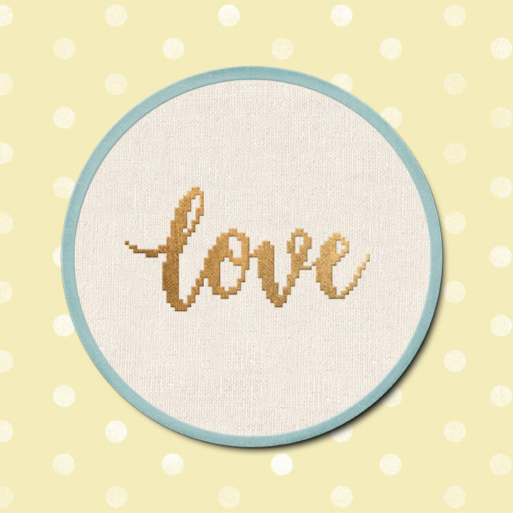 Love Cursive Cross Stitch Pattern Love Modern Simple Cute | Etsy