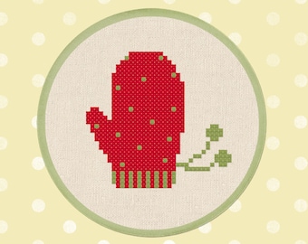 Cozy Knit Mittens Cross Stitch Pattern. Winter Modern Simple Cute Counted Cross Stitch PDF ...