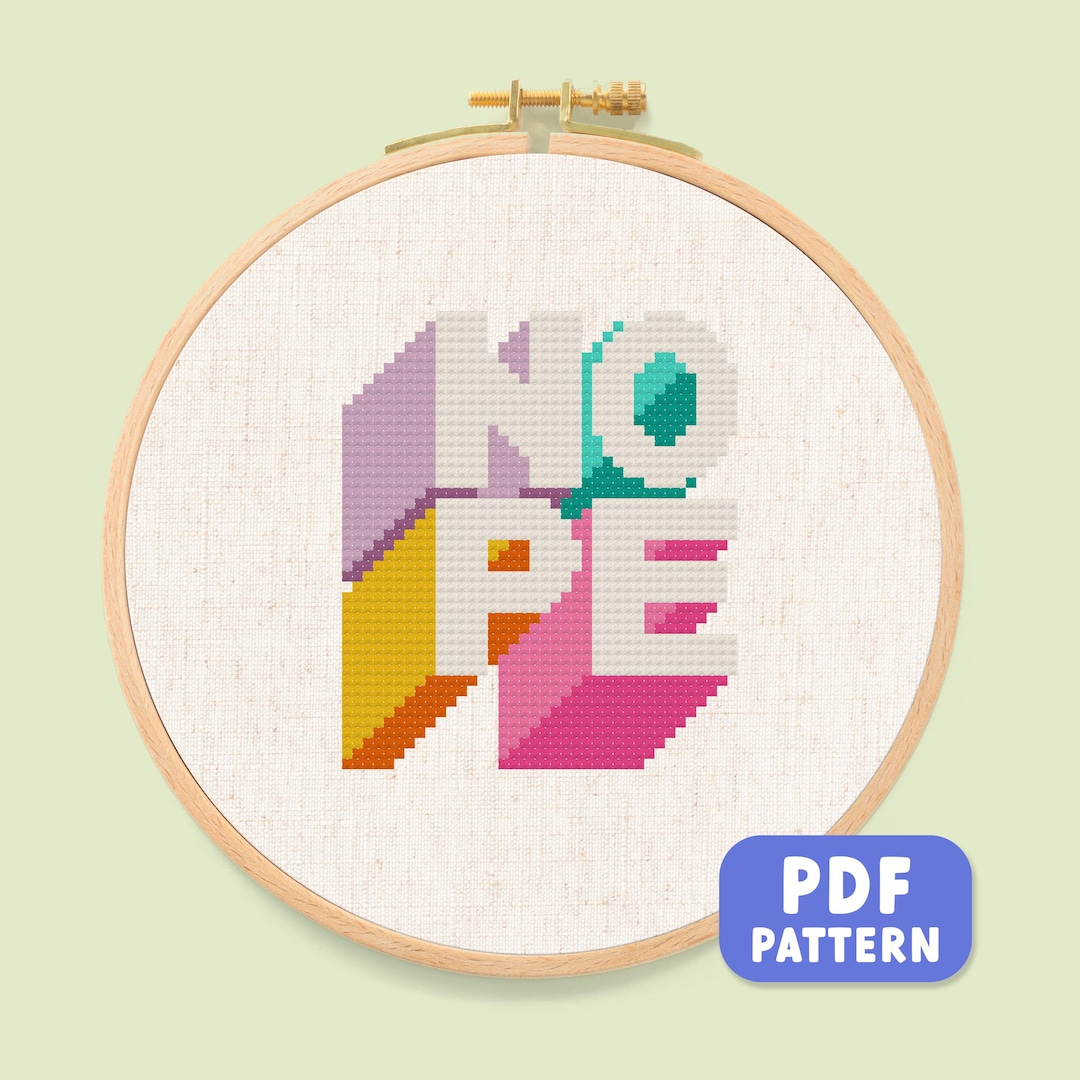 3D Nope Cross Stitch Pattern: Modern Colorful Embroidery (PDF Download ...
