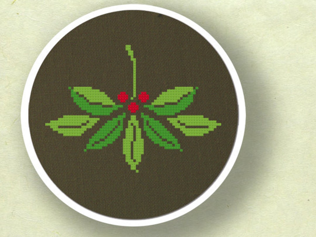 Pretty Mistletoe Cross Stitch Pattern. Christmas Holiday Cross Stitch ...