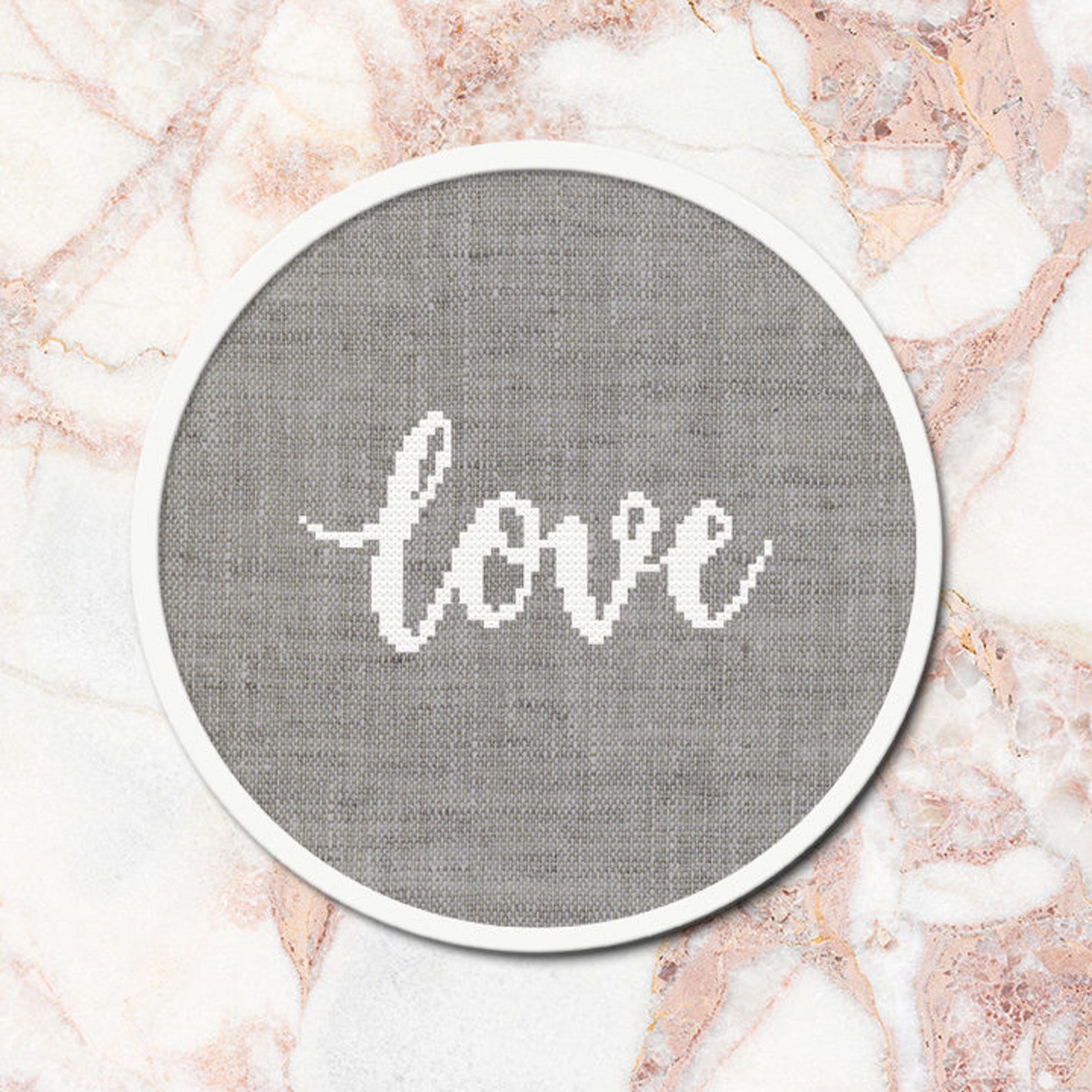 Love Cursive Cross Stitch Pattern Love Modern Simple Cute | Etsy