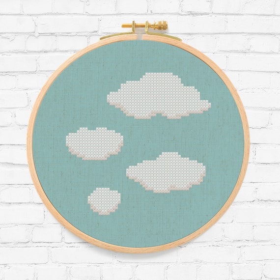 Cloud Cluster Cross Stitch Pattern. Modern Simple Colorful | Etsy