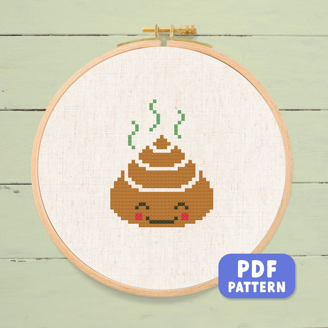Funny Poop Emoji Cross Stitch Pattern: Toilet Humor Embroidery (PDF ...