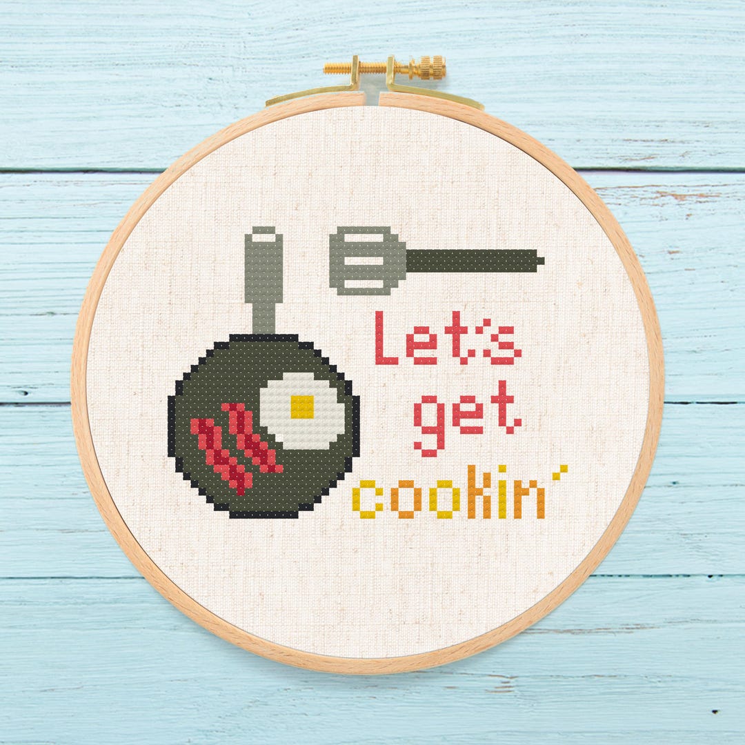 Let's Get Cooking Cross Stitch Pattern. Modern Embroidery, Simple, Cute ...
