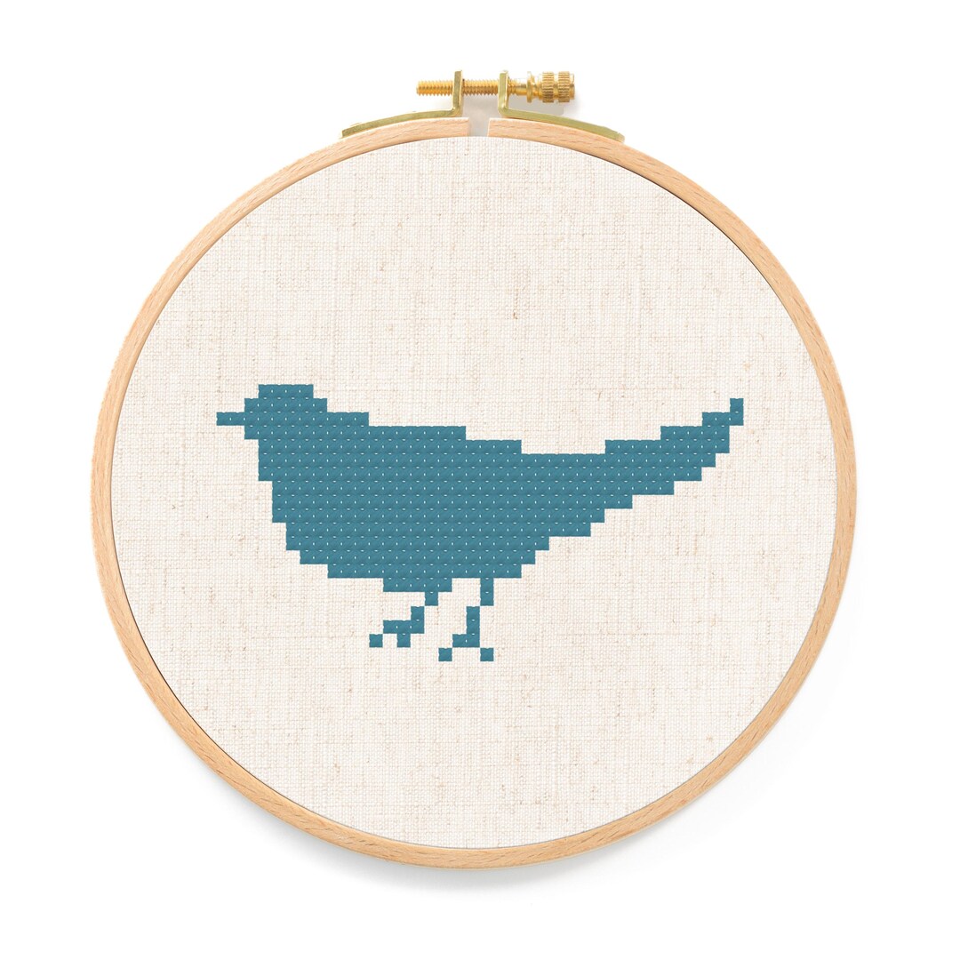 Bird Silhouette Cross Stitch Pattern, Modern Embroidery, Simple Cute ...