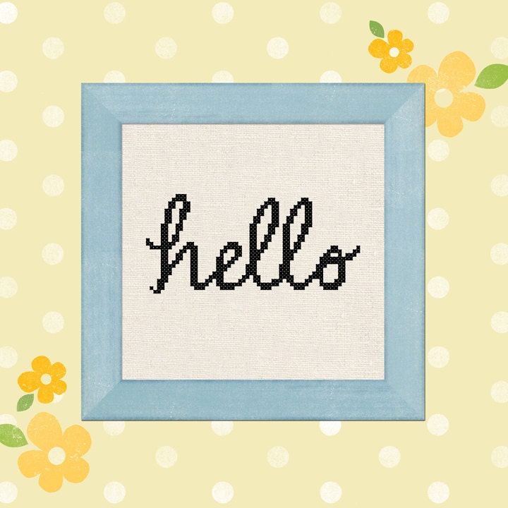 Cursive Hello Cross Stitch Pattern: Simple Script Hello (PDF Download ...
