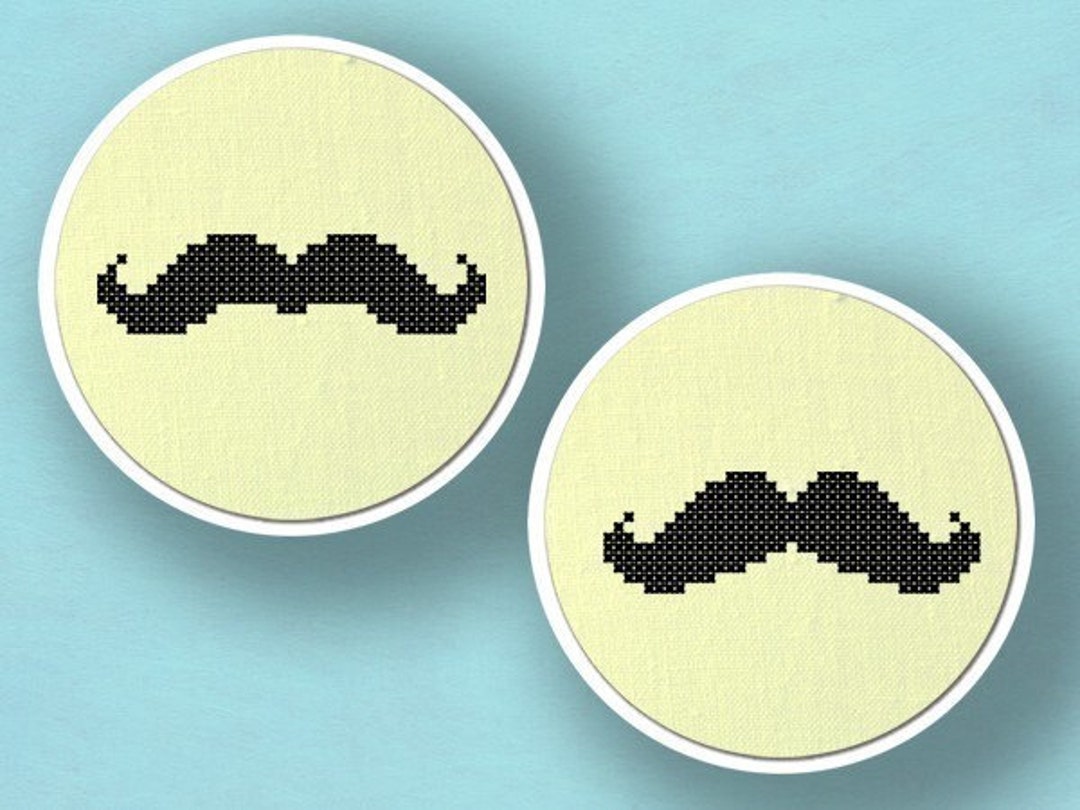 My Stache and Your Stache Cross Stitch Pattern. Set of Two Mustache ...