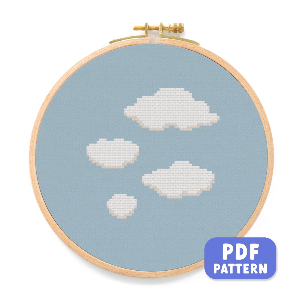 Cloud Cluster Cross Stitch Pattern: Beginner Embroidery (digital ...
