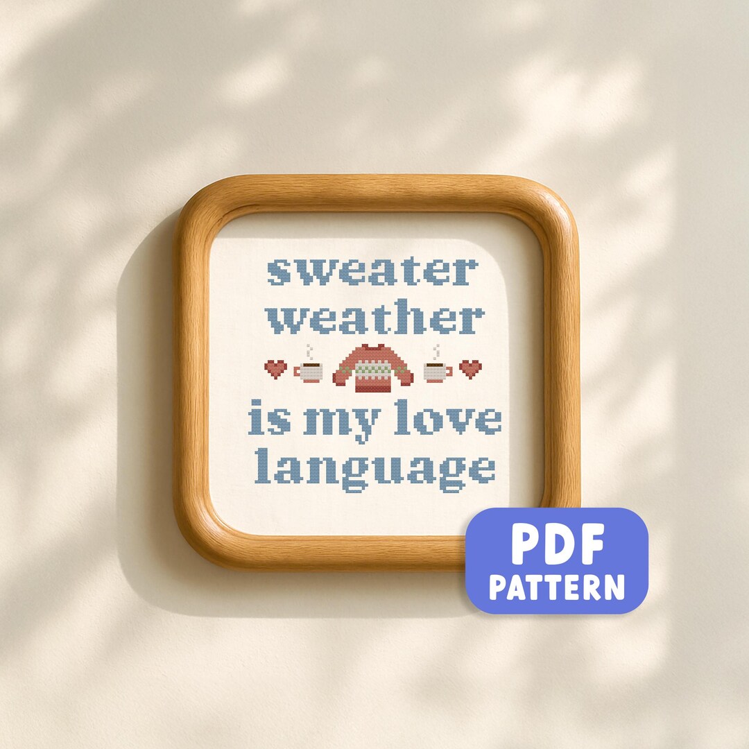 Sweater Weather Cross Stitch Pattern: Fall Cottagecore Design (PDF ...