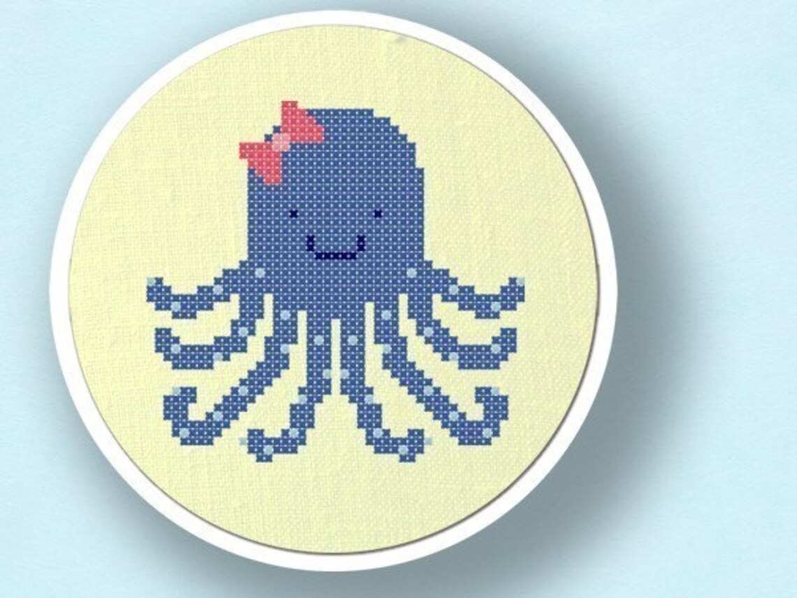 Cute Blue Octopus. Cross Stitch Pattern PDF File - Etsy