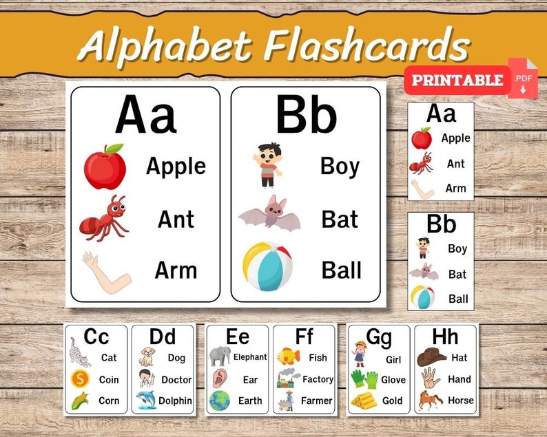 26 ABC Flash Cards, Educational Cards, A-Z Cards, Learn Abcs, Alphabet ...