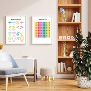 Set of 8 Educational Math Posters, Toddlers Posters, Math Posters ...