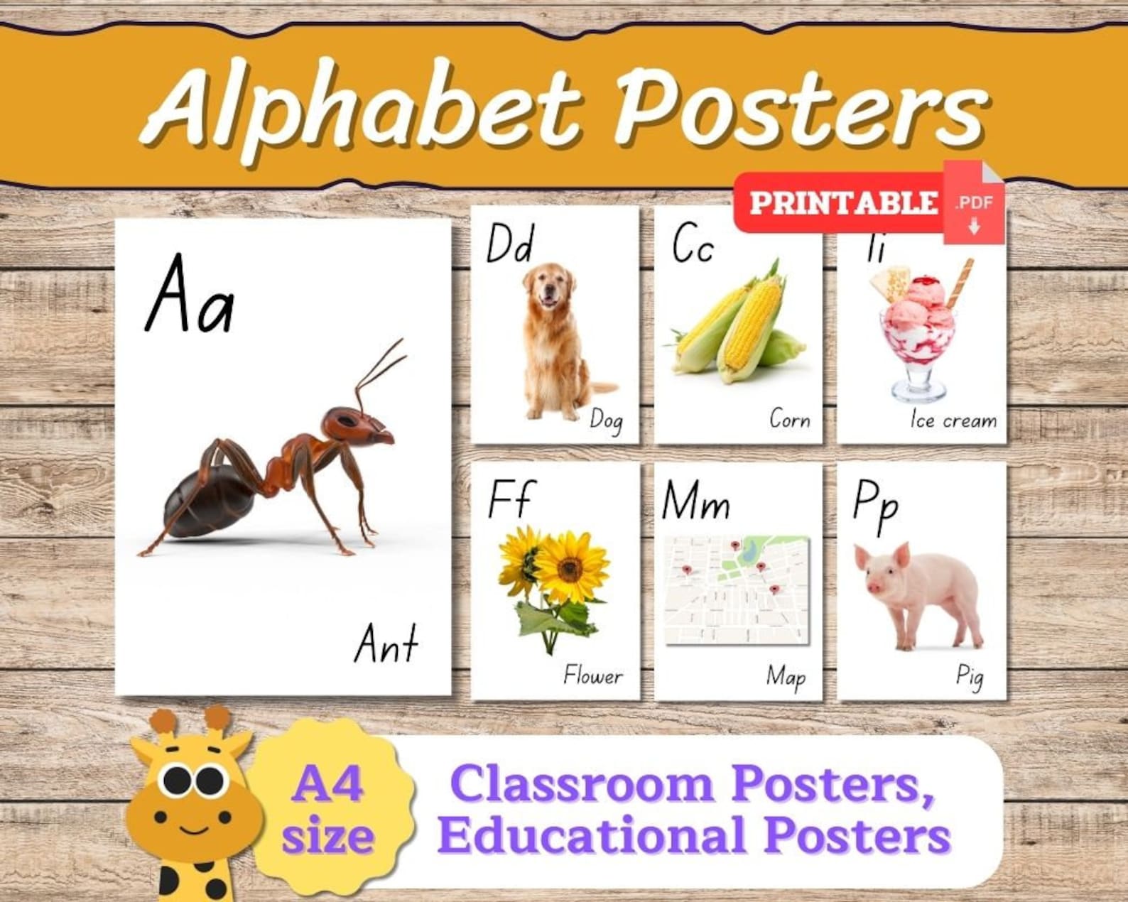 Alphabet Poster for Classroom Wall, Large Format for Classroom Use ...