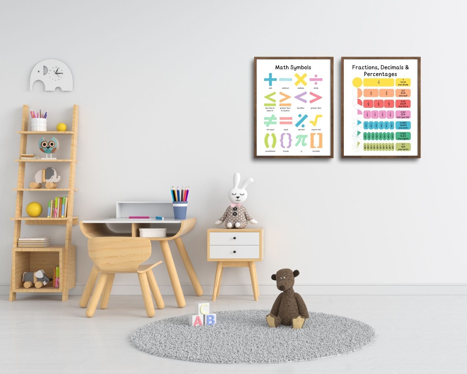 Set of 8 Educational Math Posters, Toddlers Posters, Math Posters ...