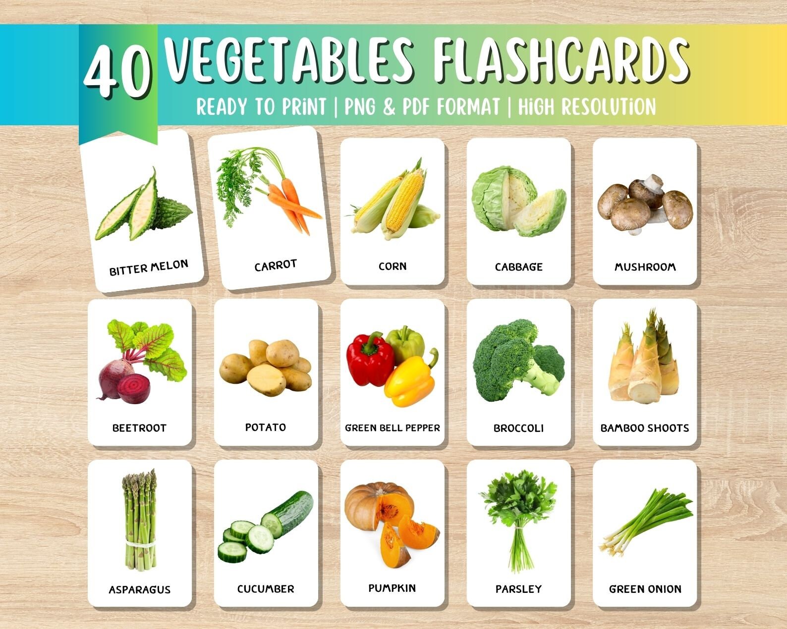 Flashcards for Kids, Vegetables (real Pictures), Vegetables Cards ...