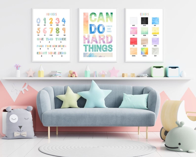 Set of 8 Watercolor Educational Posters | Classroom Decor | Nursery Art ...