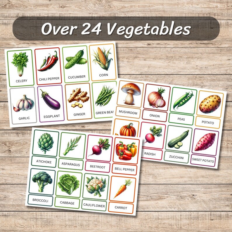 Vegetable Flashcards, Vegetable Cards Printable, Learning Vegetable ...