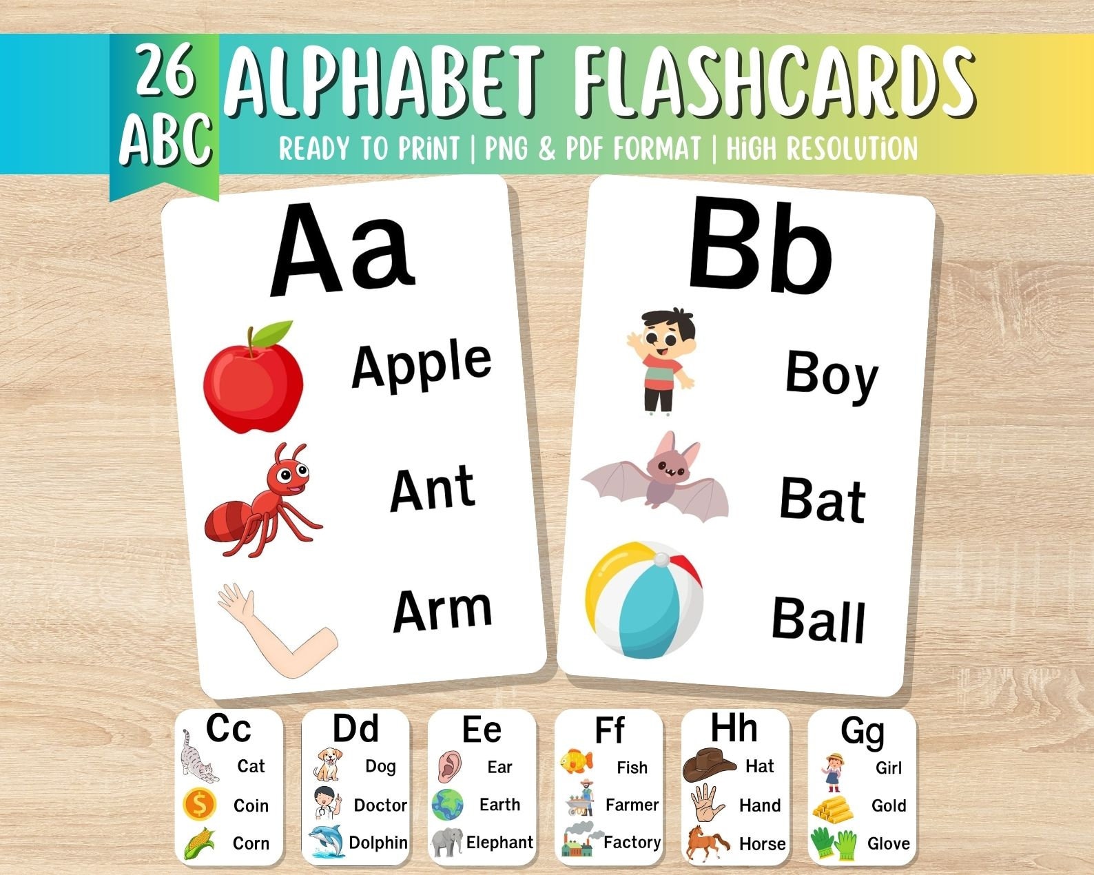 ABC Flashcards, Flashcards for Kids, Educational Printable Cards, Learn ...