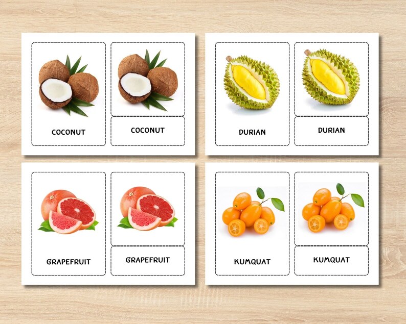 Flashcards for Kids, Fruits (real Pictures), Fruits Cards, Montessori ...