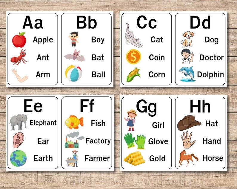 26 ABC Flash Cards, Educational Cards, A-Z Cards, Learn Abcs, Alphabet ...