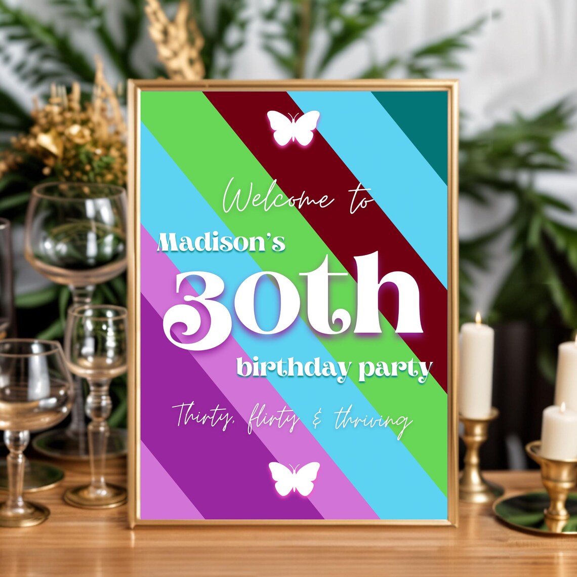 Thirty, Flirty & Thriving Birthday Party Sign | 13 Going on 30 Party ...