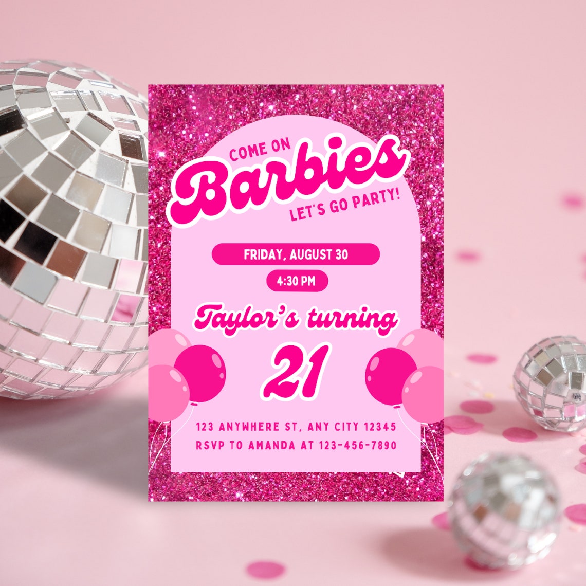 Pink Barbie Birthday Invitation Editable Birthday Party Invite ...