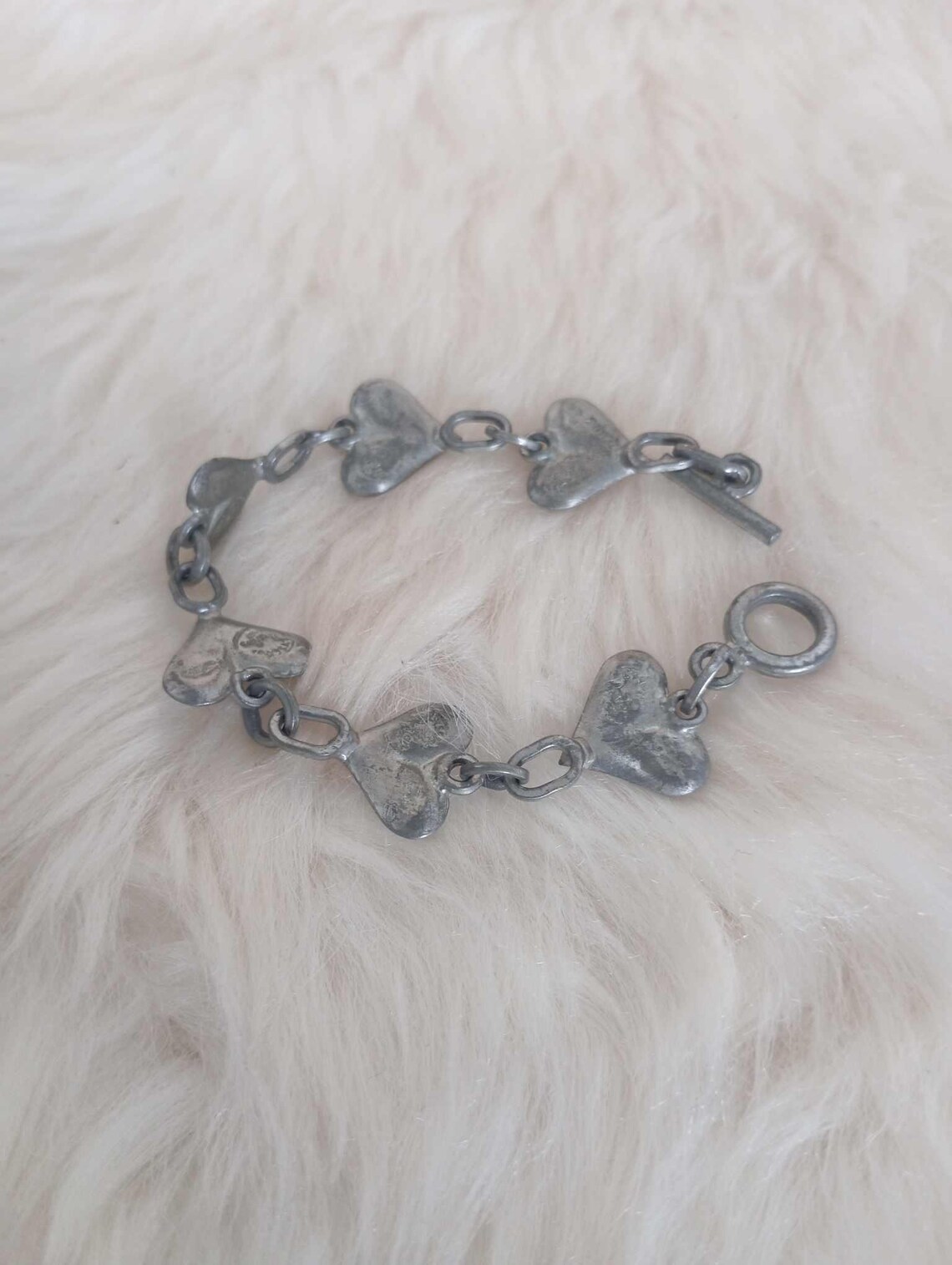 Danish Lysgaard Design Pewter Heart Toggle Tin Bracelet - Etsy