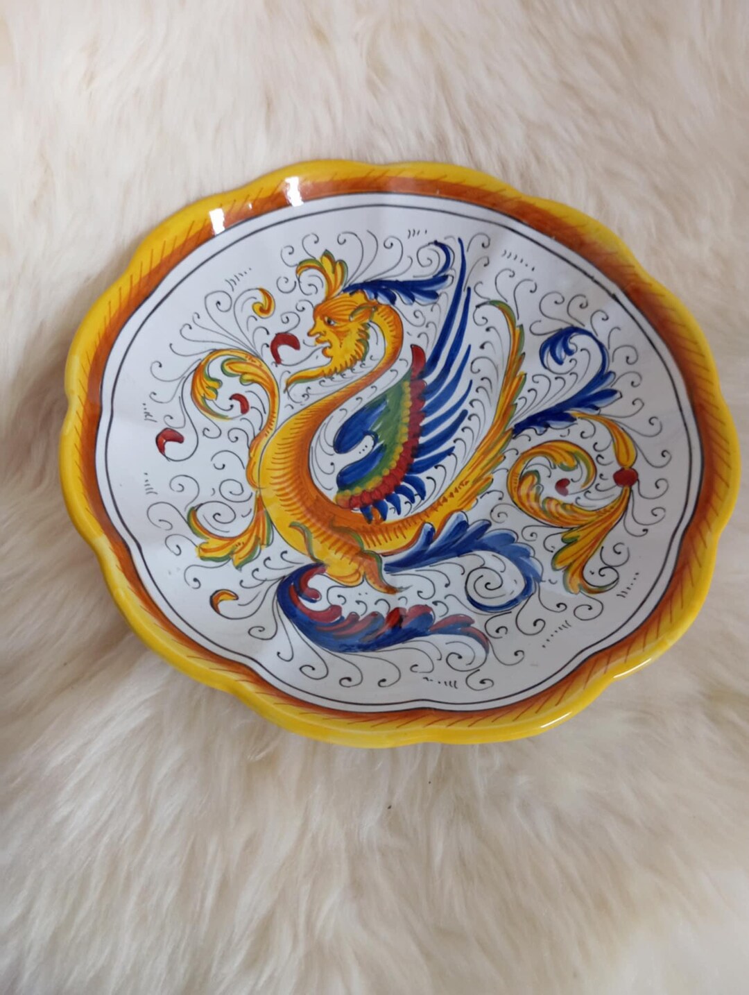 Vintage Labor Deruta Raffaellesco Style Wall-hanger Hand Painted Fluted ...